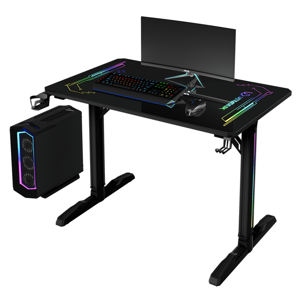 Ultradesk FREEZE V2 - Biurko ze szklanym pulpitem i LED RGB Prismatic