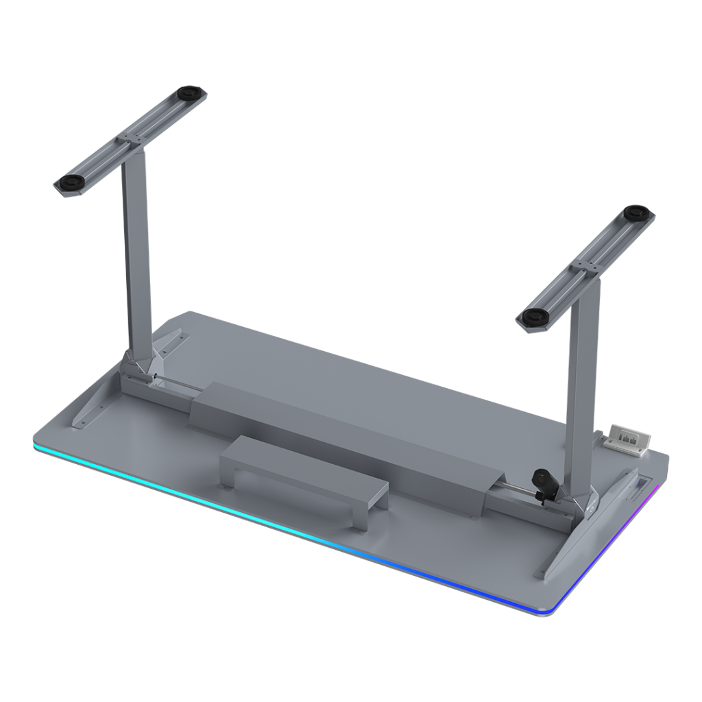 Ultradesk QUEST GREY - Szare biurko komputerowe z regulacją i LED